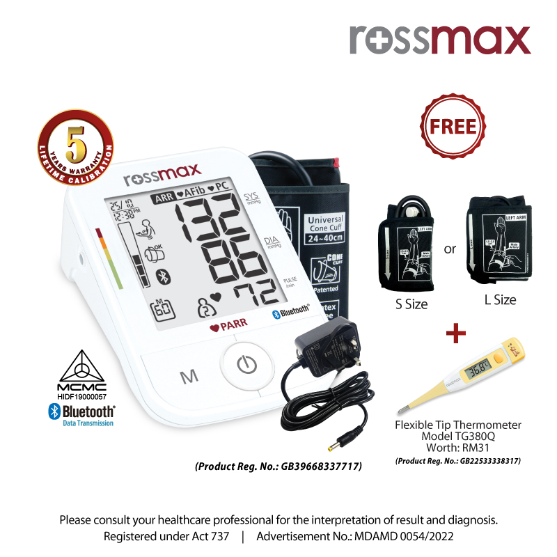 Rossmax “parr” Automatic Blood Pressure Monitor (Bluetooth) – Arm Model ...
