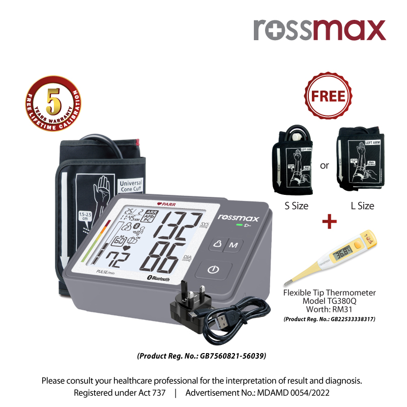 ROSSMAX "PARR" AUTOMATIC RECHARGEABLE BLOOD PRESSURE MONITOR (BLUETOOTH ...